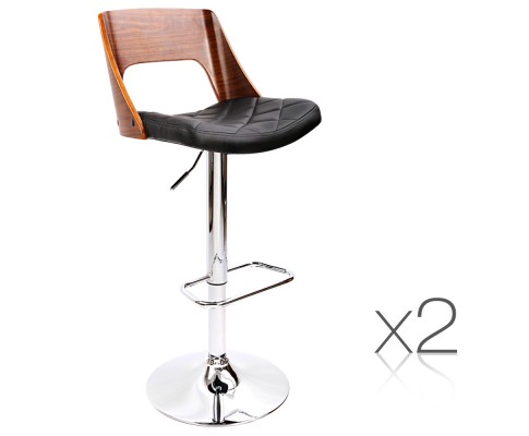 Ariksan Set of 2X Wooden Gas Lift Bar Stools - OZ Furniture